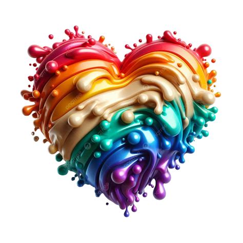 Heart Shape In Rainbow Colors On Black Canvas Colorful Png