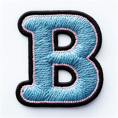 Textured Sky Blue Chenille Letter B Fabric Patch Monogram Playground