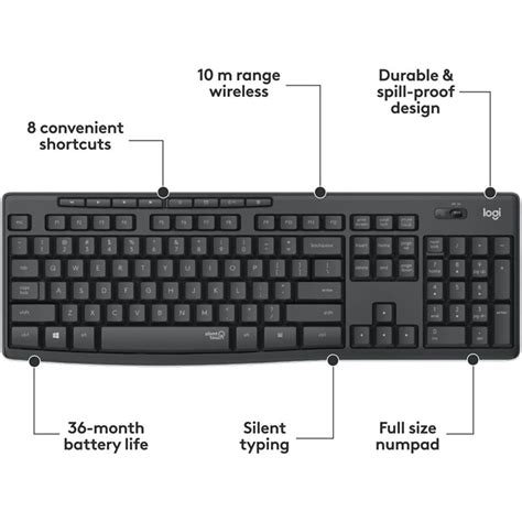 Logitech Mk295 Silent Wireless Keyboard Mouse Combo Graphite