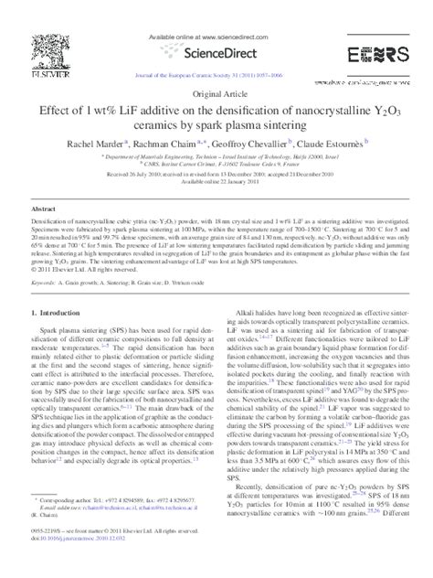 Pdf Effect Of 1wt Lif Additive On The Densification Of