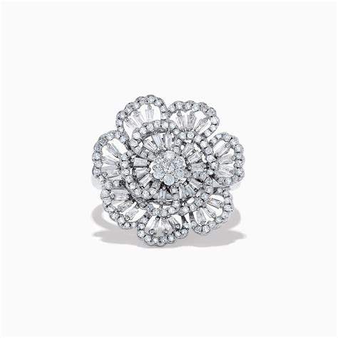 Effy Pave Classica 14k White Gold Diamond Flower Ring