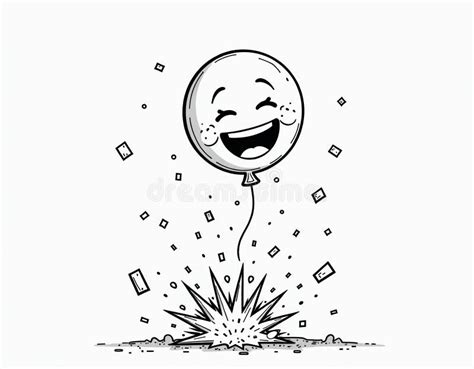 Happy Exploding Balloon Cartoon Illustration Stock Illustration
