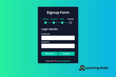 Multi Step Form With Step Progress Bar Using Html Css And Js