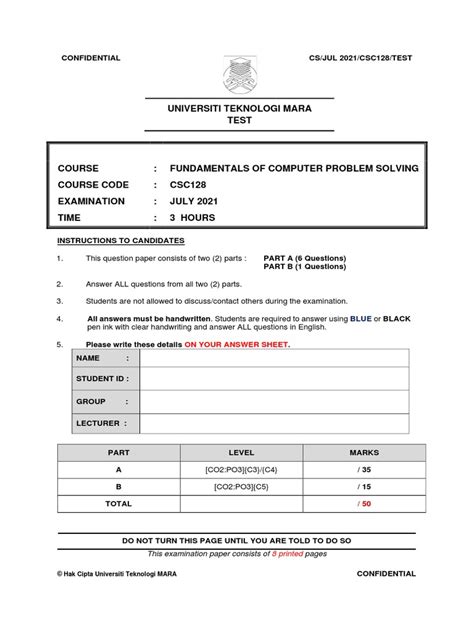 Csc128 Mac Aug 2021 Test Question Pdf