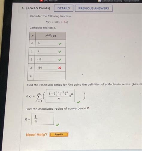 consider the following function f x ln 1 4x