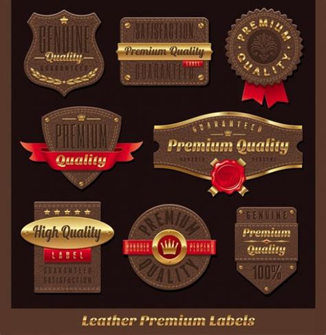 Deluxe Leather And Gold Vector Labels Set Welovesolo