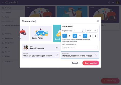 Recurrence Enable Recurrence When Creating A New Meeting Issue ParabolInc Parabol