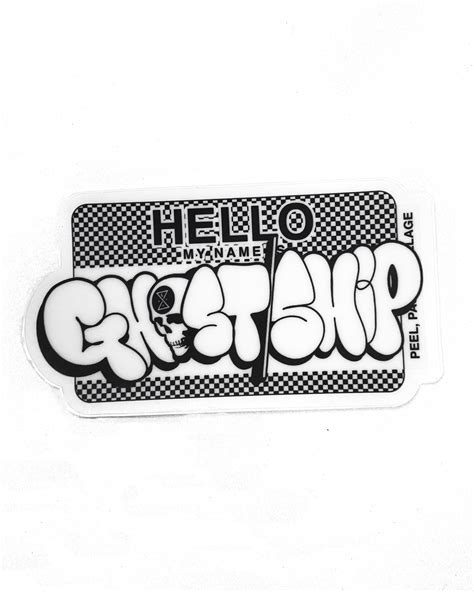 Hello My Name Is Black Checkered Throwie Sticker Ghostship Supply