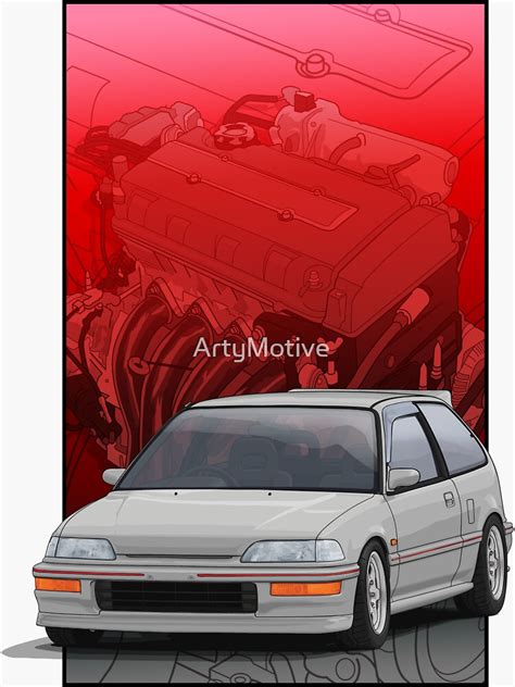 Civic Ef Hatch With A B16 Backdrop Sticker For Sale By Artymotive
