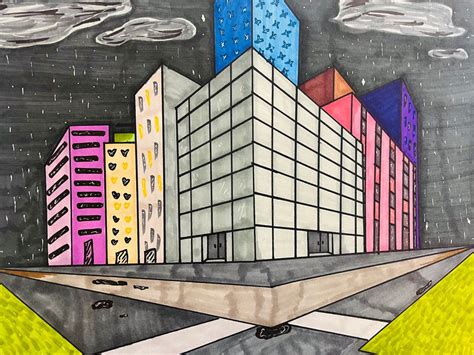 Art 1 Two Point Perspective Block Drawing