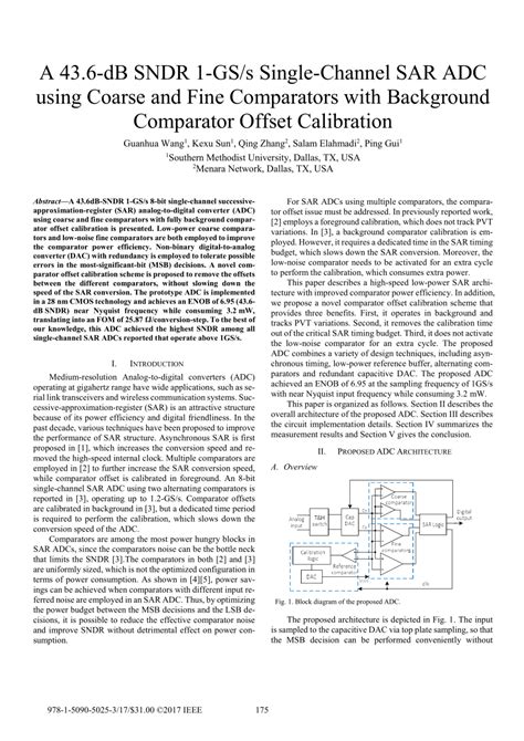 Pdf A 436 Db Sndr 1 Gss 32 Mw Sar Adc With Background Calibrated Fine And Coarse