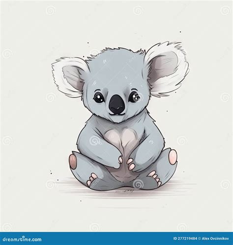 Minimalist Cute Koala Drawing On White Background For Invitations And
