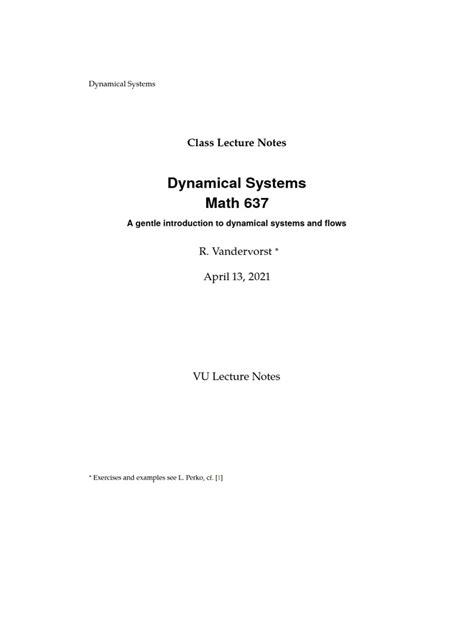 Dynamical Systems Course Notes 15 Pdf Eigenvalues And Eigenvectors Functions And Mappings