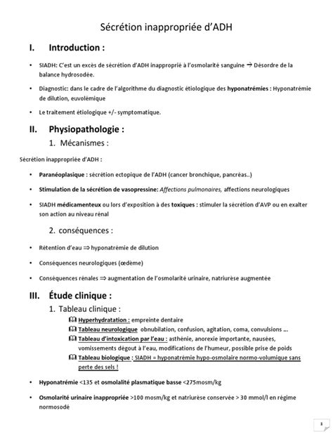 Siadh Fu3a Pdf Spécialités Médicales Organe