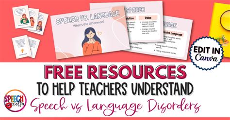 Speech Vs Language Disorders 3 Free Activities To Help Teachers Understand The Differences