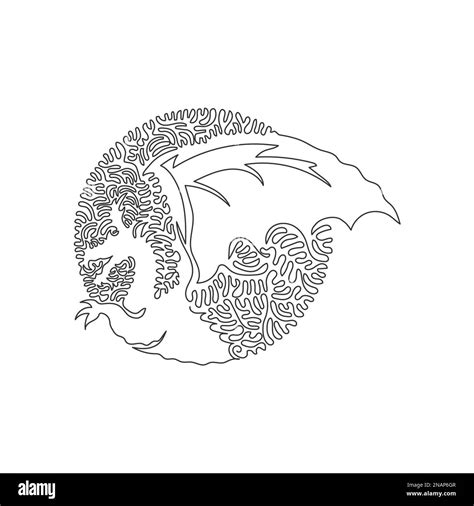 Continuous Curve One Line Drawing Of A Fearsome Dragon Single Line Editable Stroke Vector