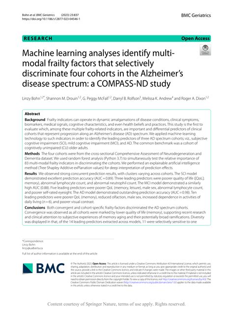 Pdf Machine Learning Analyses Identify Multi Modal Frailty Factors That Selectively