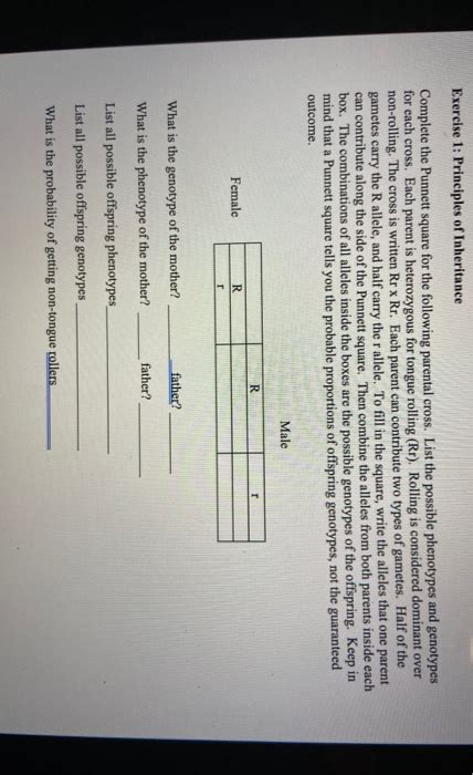solved exercise 1 principles of inheritance complete the