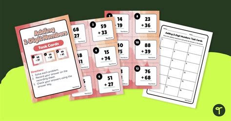 Double Digit Addition Maths Task Cards Teach Starter