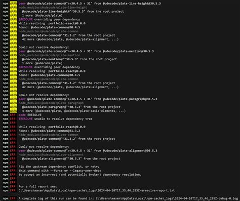 Nodejs Platejs Could Not Resolve Dependency When Installing A