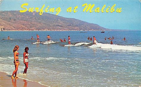 Malibu Surfing Postcard California Postcard Surfing Malibu