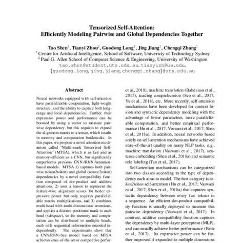 Tensorized Self Attention Efficiently Modeling Pairwise And Global Dependencies Together Acl