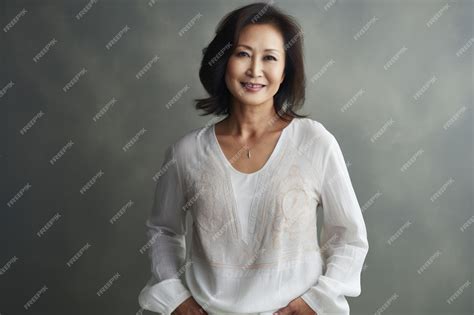 Premium Photo Portrait Of A Beautiful Middle Aged Asian Woman