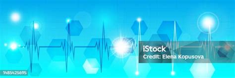 플랫 스타일의 의학 및 심장학 개념 육각형의 배경에 펄스가 있는 추상적인 색의 배경 심혈관 질환의 진단 및 예방 건강관리와