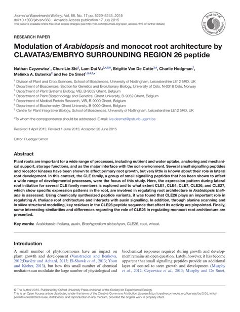 (PDF) Modulation of Arabidopsis and monocot root architecture by ...