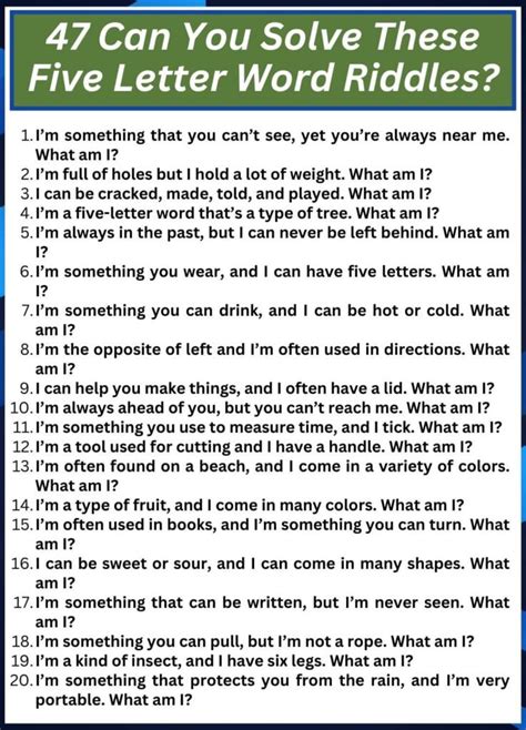 47 Can You Solve These Five Letter Word Riddles