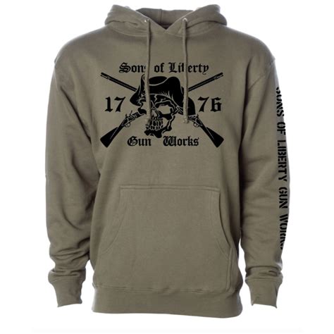 Solgw Od Green Pull Over Midweight Hoodie Unisex Sons Of Liberty Gun