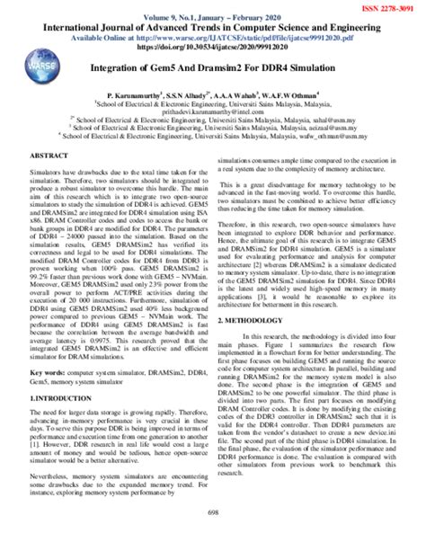 Pdf Integration Of Gem5 And Dramsim2 For Ddr4 Simulation