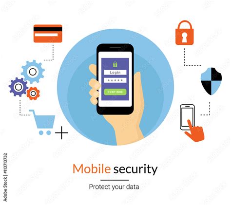 Mobile Website Authentication Concept Line Illustration Of Human Hand Holds Smartphone And Do