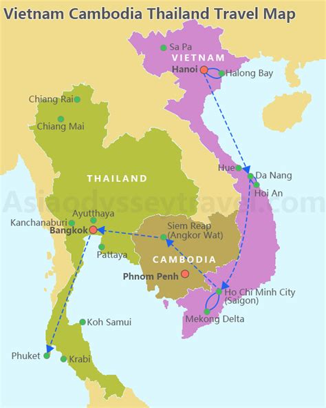 Thailand Vietnam Cambodia Map Location Cities Attractions