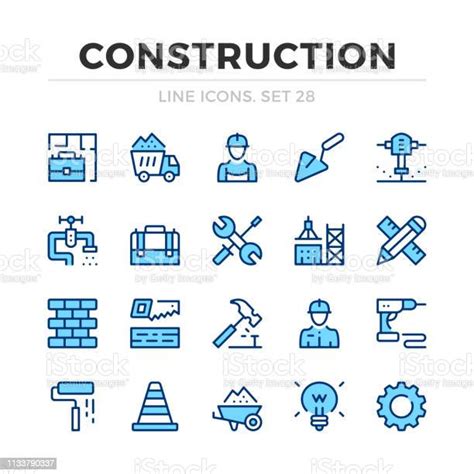 건설 벡터 라인 아이콘을 설정 합니다 얇은 라인 디자인 현대 개요 그래픽 요소 간단한 스트로크 기호입니다 건설 아이콘 아이콘에 대한 스톡 벡터 아트 및 기타 이미지 Istock