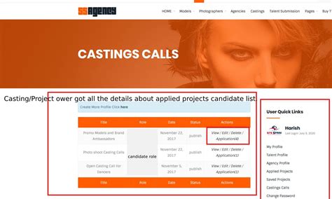 how to display user applied projects to posted authors sites spark