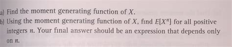 Solved Exercise The Random Variable X Has The Chegg