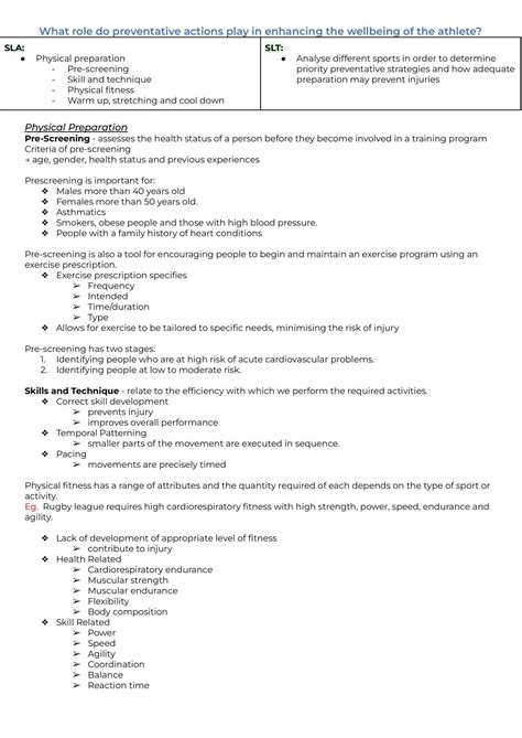 Pdhpe Option 3 Sports Medicine Entire Syllabus Notes Personal Development Health And Physical