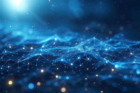 Illustration Of Abstract Blue Background With Glowing Connection Lines