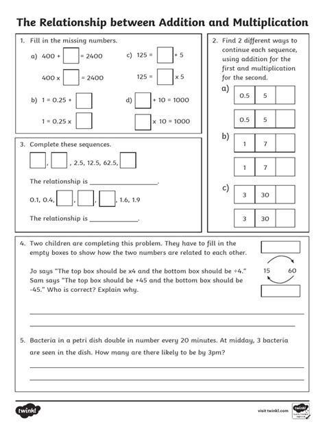 Additive And Multiplicative Relationships Worksheetver3 Pdf