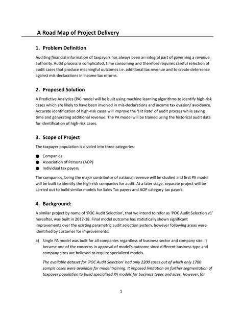 Audit Selection Road Map A Road Map Of Project Delivery 1 Problem