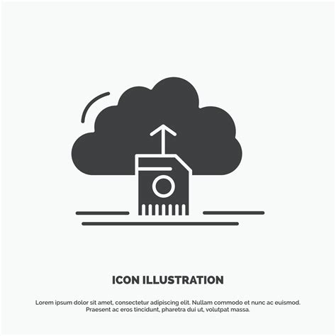 cloud upload save data computing icon glyph vector gray symbol for