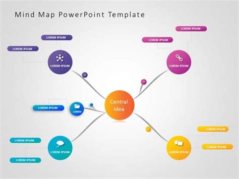 Animated Colorful Mind Map Diagram For Central Idea Exploration Slide Template
