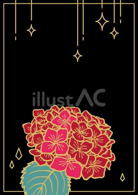 紫陽花のカード黒背景イラスト No 26611769｜無料イラスト・フリー素材なら「イラストac」