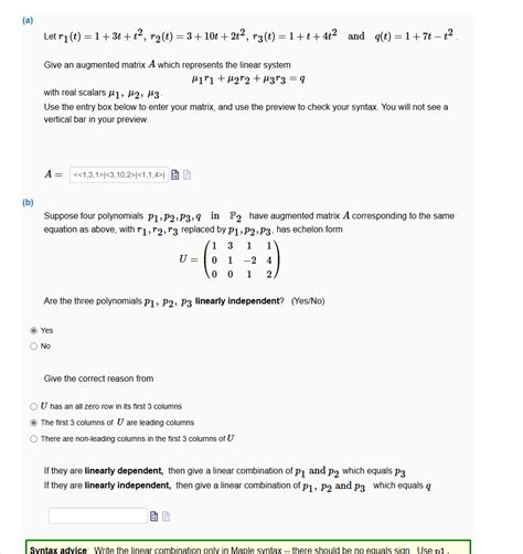 solved a let r1 t 1 3t t2 r2 t 3 10t 2t2 r3 t 1 t 4t2