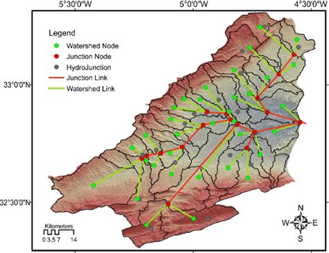 Hydrologic Schematic Network With Basin Elements Nodes Links