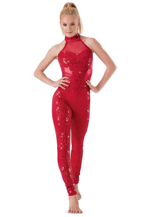 Sequin Metallic Halterneck Long Unitard Balera™ Dance Outfits Dance Wear Dance Unitard