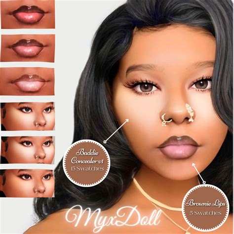 myxdoll brownie lip gloss set myxdollyt in 2024 sims 4 piercings