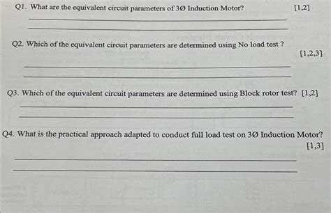 Solved Q1 What Are The Equivalent Circuit Parameters Of 3∅