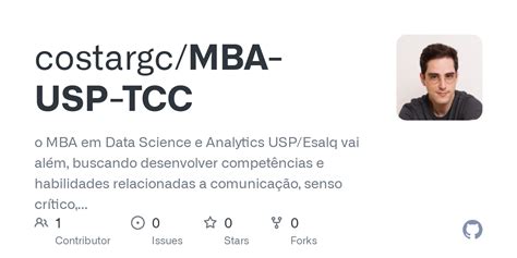 Github Costargc Mba Usp Tcc O Mba Em Data Science E Analytics Usp Esalq Vai Al M Buscando